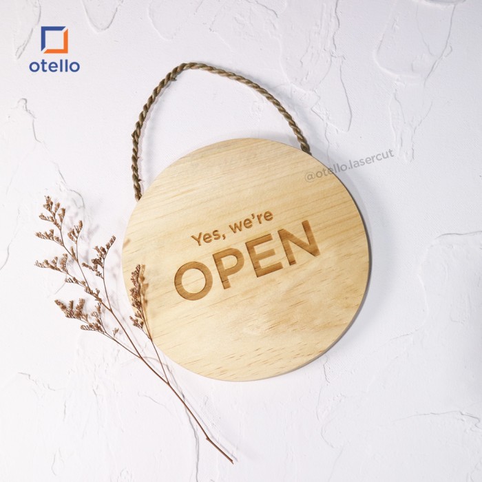 Jual Open Closed Sign Board Kayu Pinus Grafir Wooden Signage Cafe ...