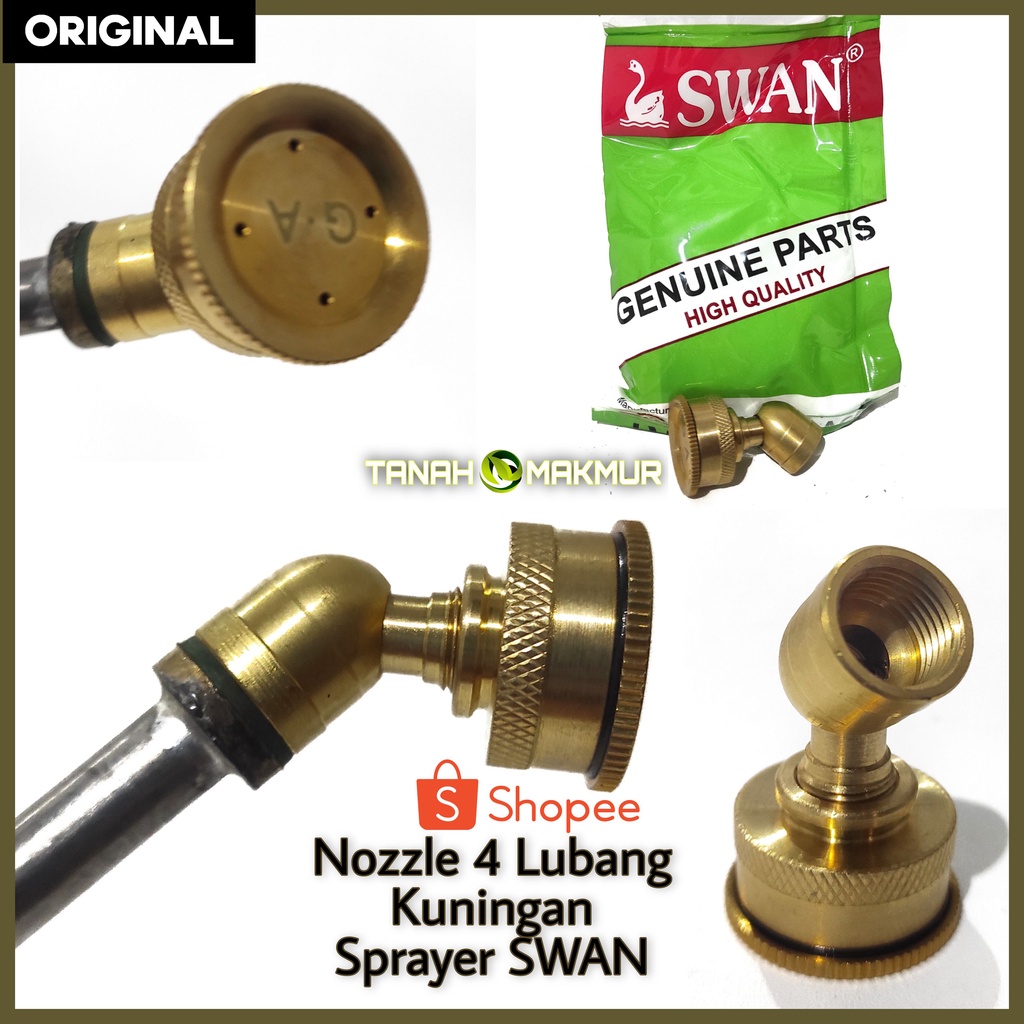 Jual NOZZLE SPUYER KUNINGAN 4 LUBANG SPRAYER TANGKI SWAN NOSEL NOZEL ...
