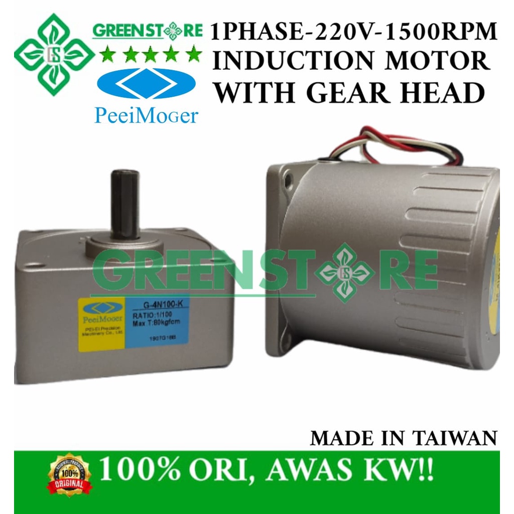Jual PEEI MOGER M2IK6N-C 6W G2N75K-G2N180K 1PH INDUCTION MOTOR GEARHEAD ...
