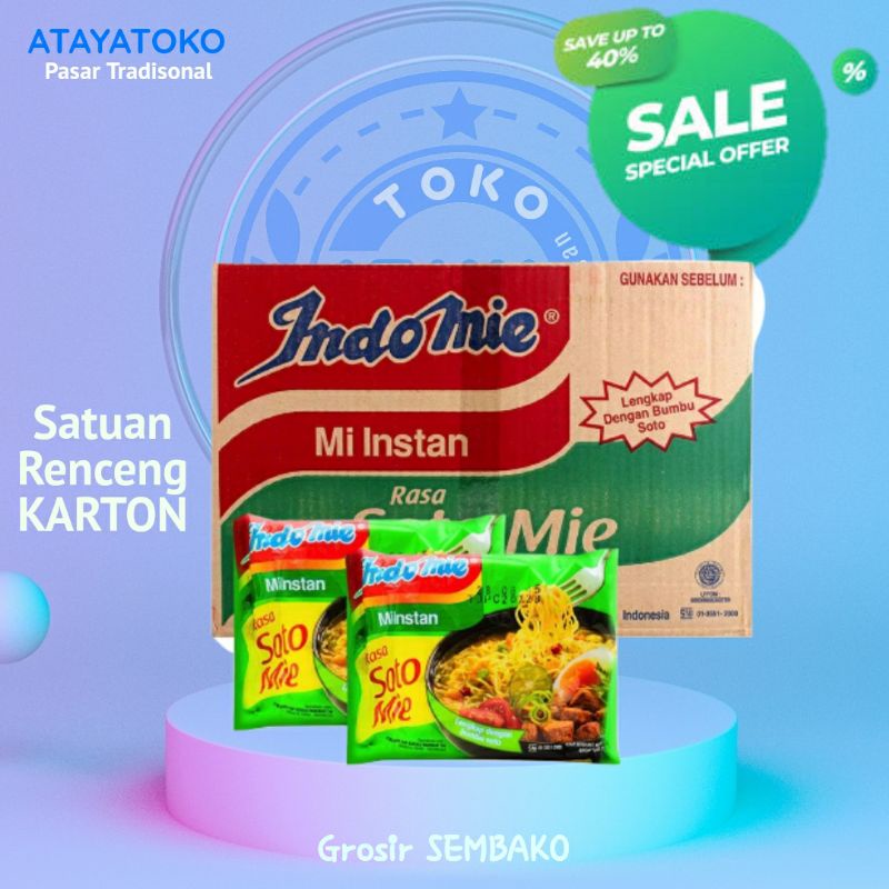 Jual INDOMIE Mie Instan Rasa Soto Mie Carton 40pcs x 70g per karton ...