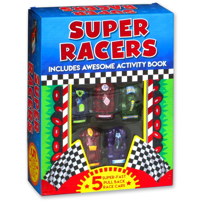 Jual Super Racers Box Set With 5 Super-fast Pull Back Race Cars, Racing ...