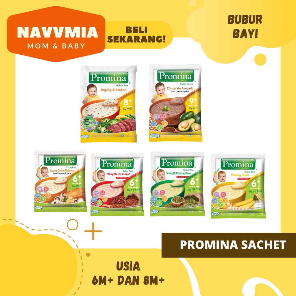 Jual Promina Sachet Bubur Susu Bayi MPASI 6 Bulan Kacang Hijau Pisang ...