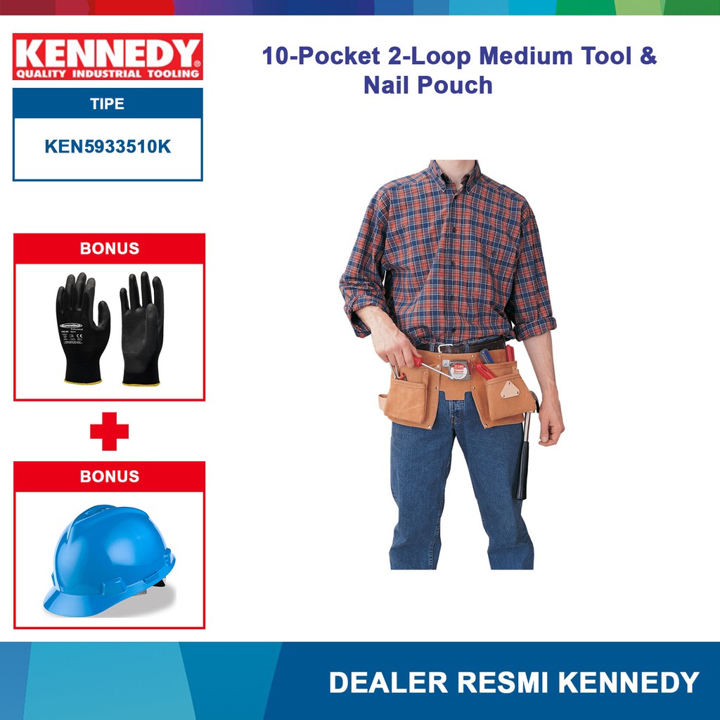 Jual Kennedy KEN5933510K 10-Pocket 2-Loop Medium Tool & Nail Pouch ...