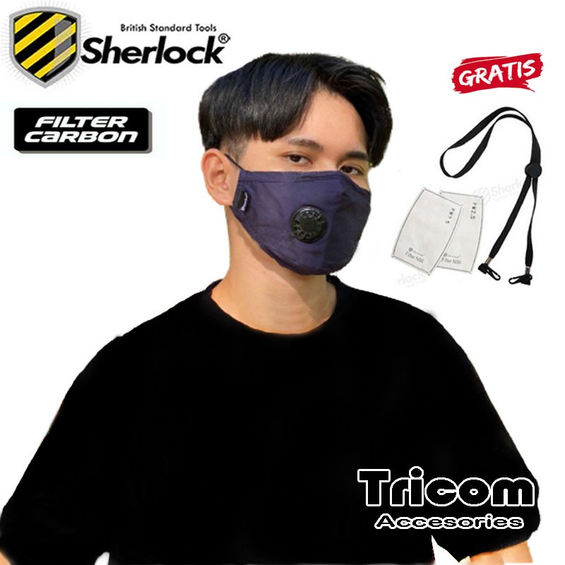 Jual Masker N99 Sherlock 1 Katup with Filter Carbon + Tali | Shopee ...