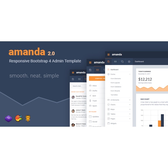 Jual Amanda Responsive Bootstrap 4 Admin - GPL | Shopee Indonesia