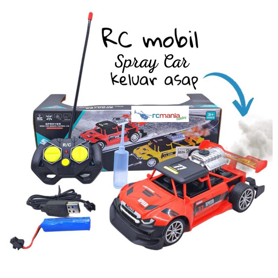 Jual RC Spray Car Racing Sport Mobil Keluar Asap 1/18 Smoke LED Mainan ...