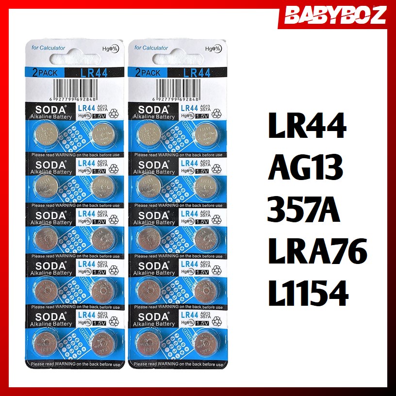 Jual BABYBOZ - SODA LR44 AG13 BATERAI KANCING CELL AG13 357A LR44 LRA76 L1154 Battery Button ...