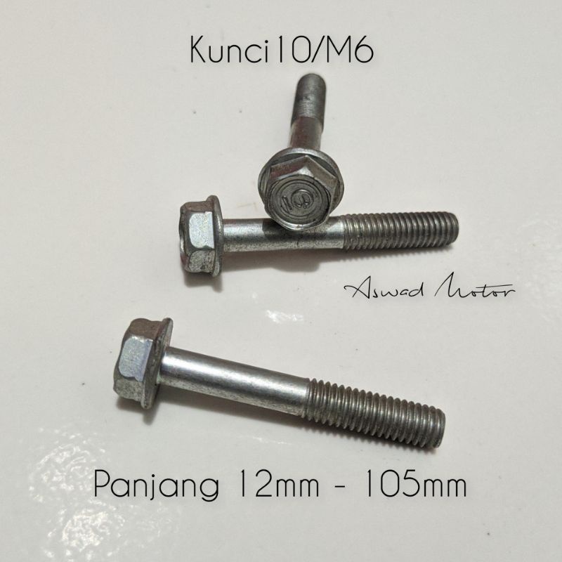 Jual Baut Kunci 10 / Baut M6 Baut K10 M6 Panjang 12mm sampai 105mm / Baut 10 / Baut Topi Flange ...