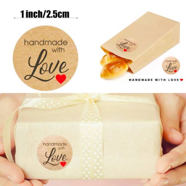 Jual 1 Roll 500pcs Handmade with love Stiker Label Sticker Kemasan ...
