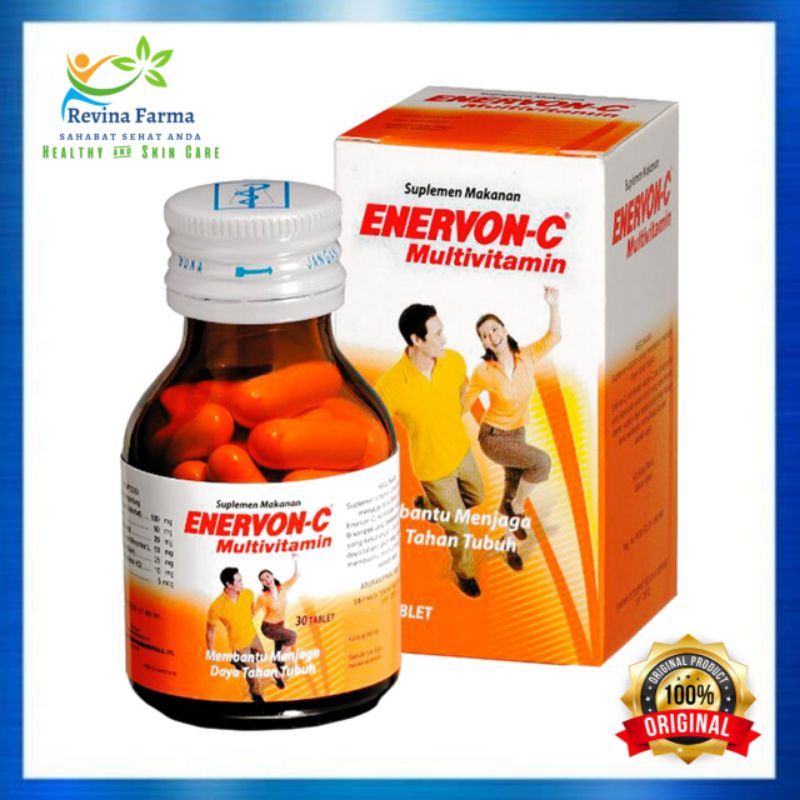 Jual Enervon C Botol isi 30 Kaplet Vitamin C 500mg plus B kompleks 100% ...