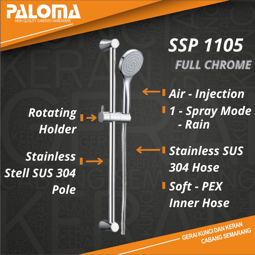 Jual PALOMA SSP 1105 Shower Set Tiang Handshower Mandi Hand Head Kepala | Shopee Indonesia