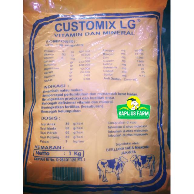 Jual Customix LG / Premix Sapi / Vitamin dan Mineral Sapi | Shopee ...