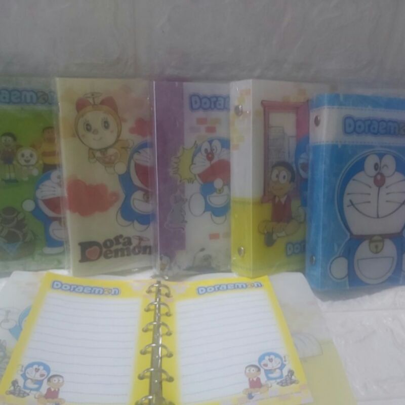Jual Binder note Doraemon A6 merk Kiky / Binder note ring besi doraemon ...