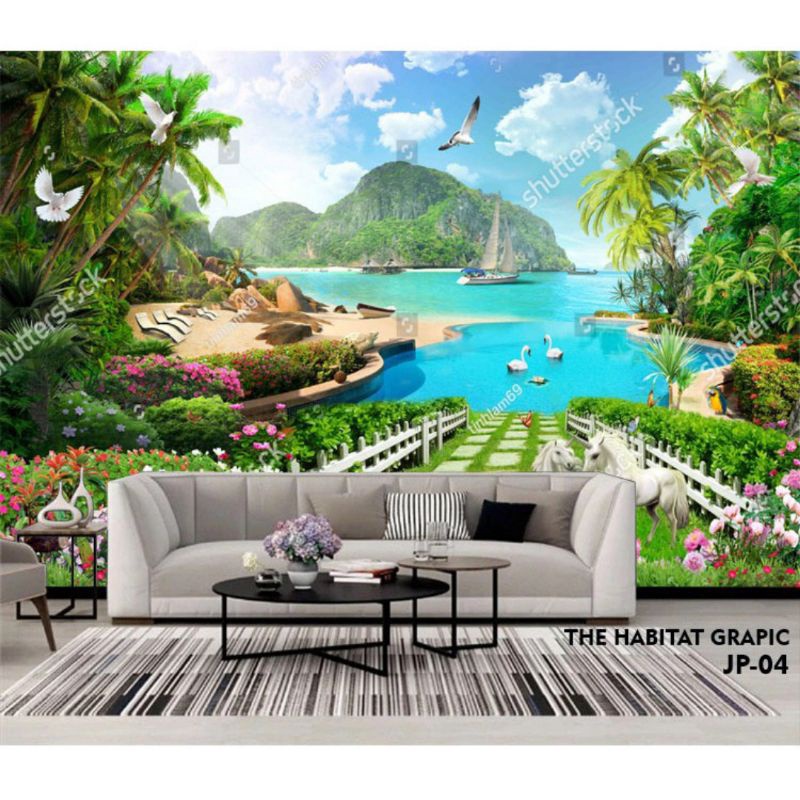 Jual Wallpaper Custom Pemandangan Pantai 3D - Wallpaper Pemandangan ...