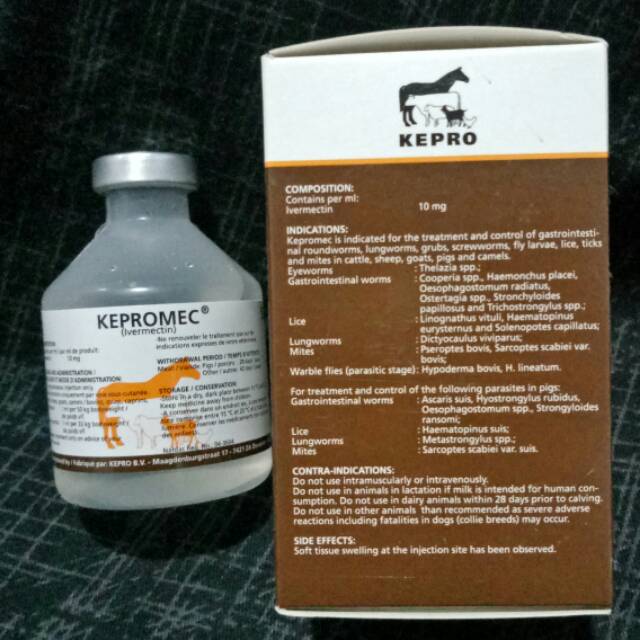 Jual Kepromec Injeksi 50 ML Obat Scabies Cacing Ektoparasit | Shopee ...