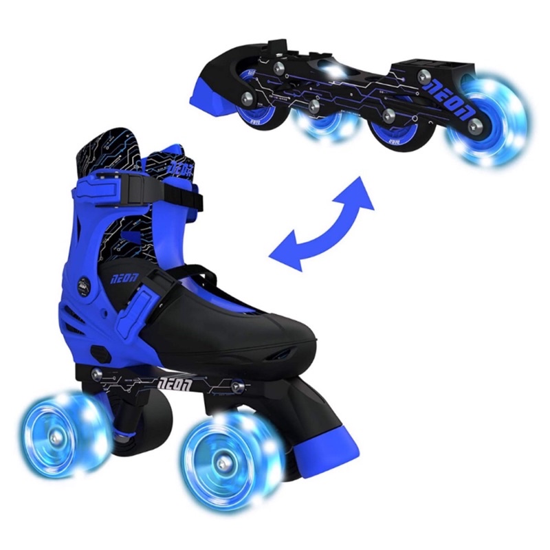 Jual In Line Combo Neon Blue Skates 2 in 1 Sepatu Roda Anak size 29-38 ...