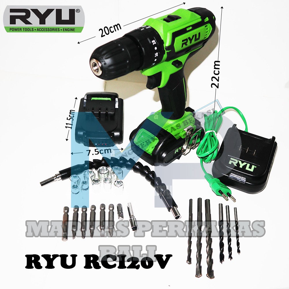 Jual RYU Cordless Drill Impact 20 Volt RCI20V Mesin Bor Baterai ...