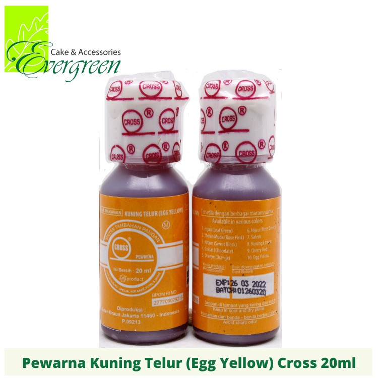 Jual Pewarna Makanan Cross Kuning Telur (Egg Yellow) 20ml | Shopee ...