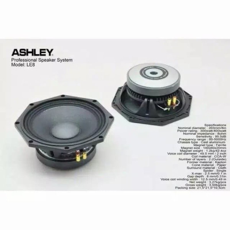 Jual Speaker Ashley 8inch LE8 Original Ashley le 8 Garansi Resmi ...