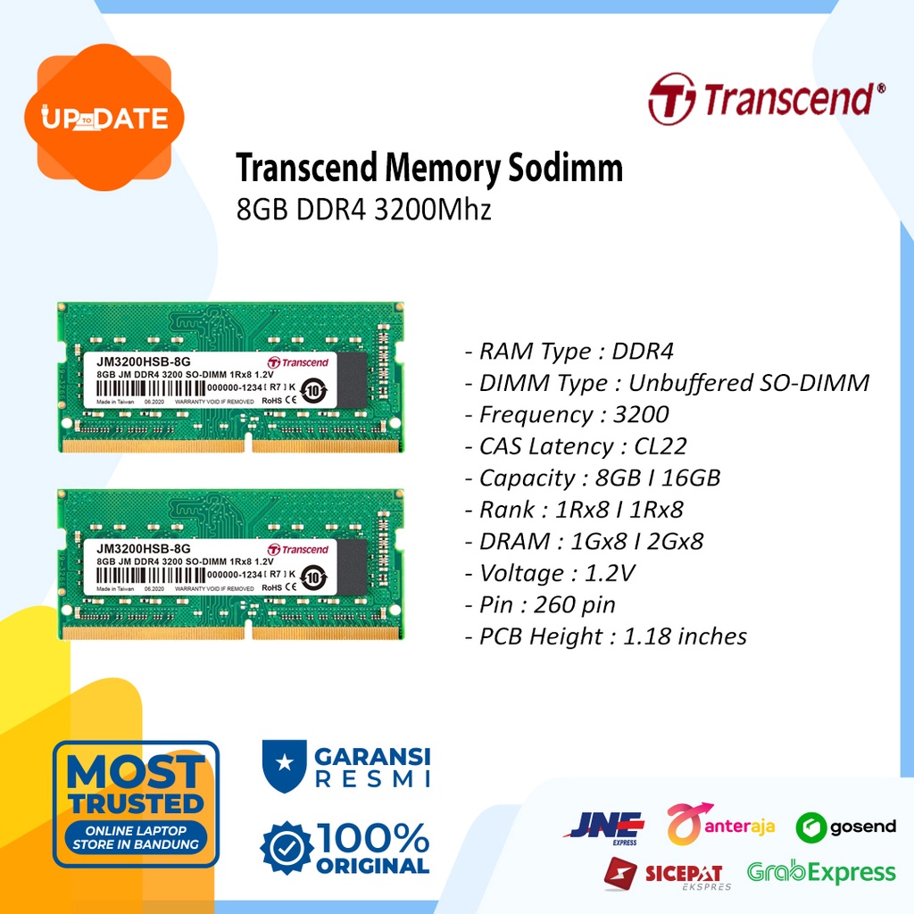 Jual Memory Transcend SO-DIMM JETRAM DDR4 8GB 4800Mhz | Shopee Indonesia Jual Memory Transcend SO-DIMM JETRAM DDR4 8GB 4800Mhz | Shopee Indonesia
