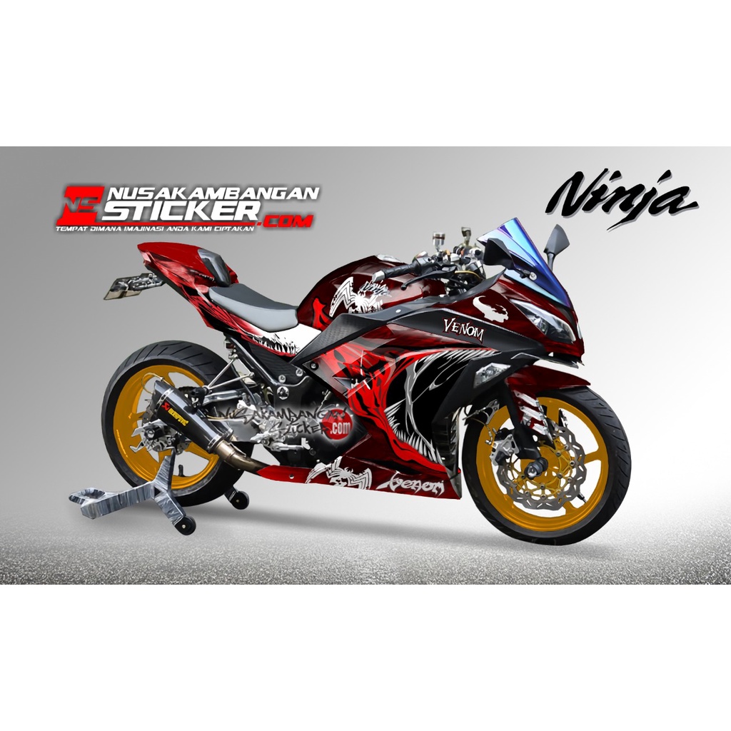 Jual Decal Stiker Motor Kawasaki Ninja 250 fi Full Body Venom Merah ...