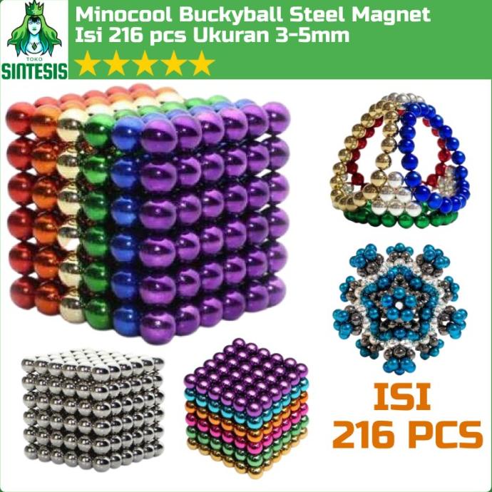 Jual Magnetic Ball Bola Magnet MINOCOOL BUCKYBALL Mainan Isi 216 Pcs ...