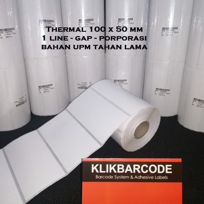 Jual label barcode thermal, 10 x 5 cm, 100 x 50 mm, hasil cetak tahan lama - ISI : 500 PCS ...
