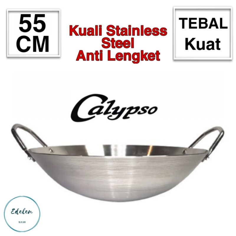Jual Kuali Wajan Penggorengan Stainless Steel Calypso Diameter 55 cm ...
