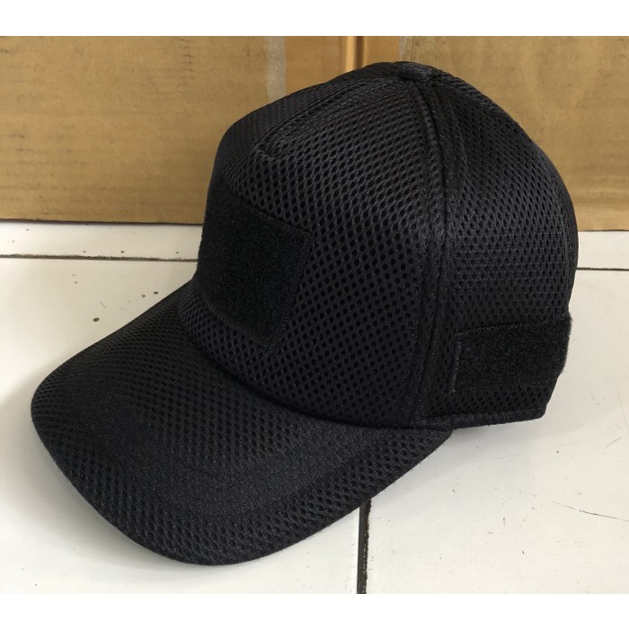 Jual Topi Tactical Hitam Jaring / Topi Velcro Tactical Hitam Polos ...