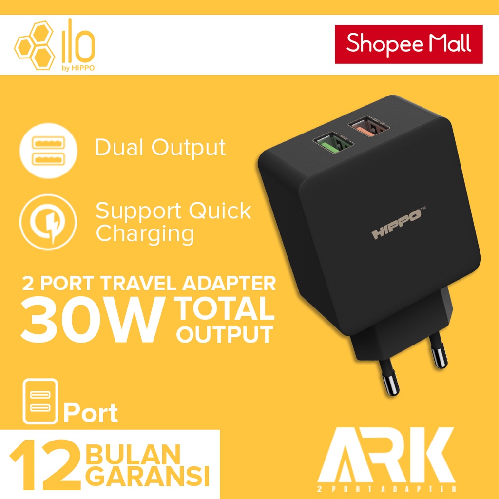 Jual Hippo Adaptor ARK 2 30W Quick Fast Charging 3.0 Travel Adapter ...