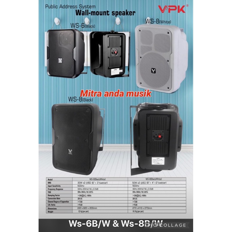 Jual Speaker gantung wall mount public address system vpk ws6b black ...