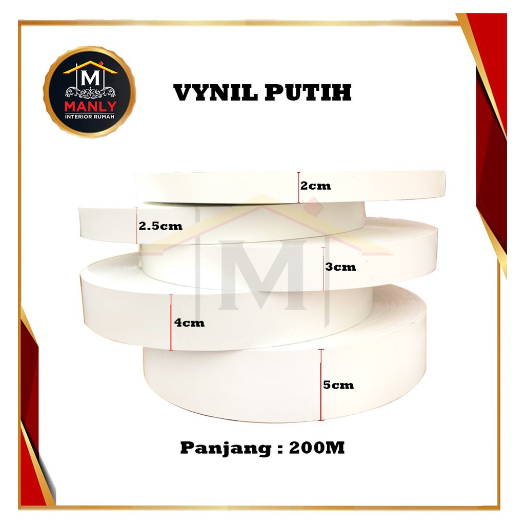 Jual Edging Putih Vynil Dop 5 cm (50 mm) / Vinyl Vinil Putih Dof, Isi 1 ...