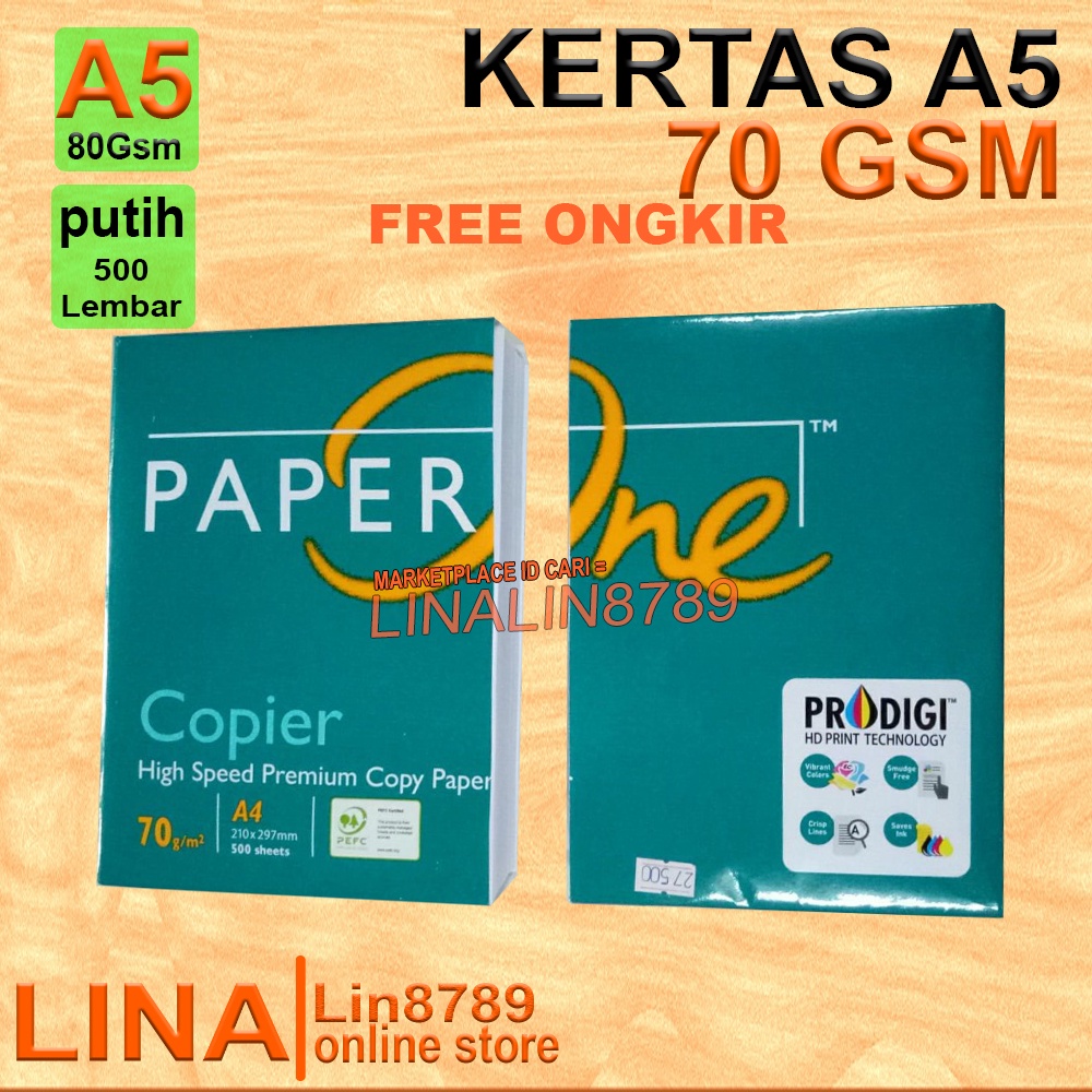 Jual KERTAS HVS A5 70GR MERK PAPERONE DAN RANDOM| KERTAS A4 BELAH 2 (21 cm x 14,8 cm) 1 RIM ...