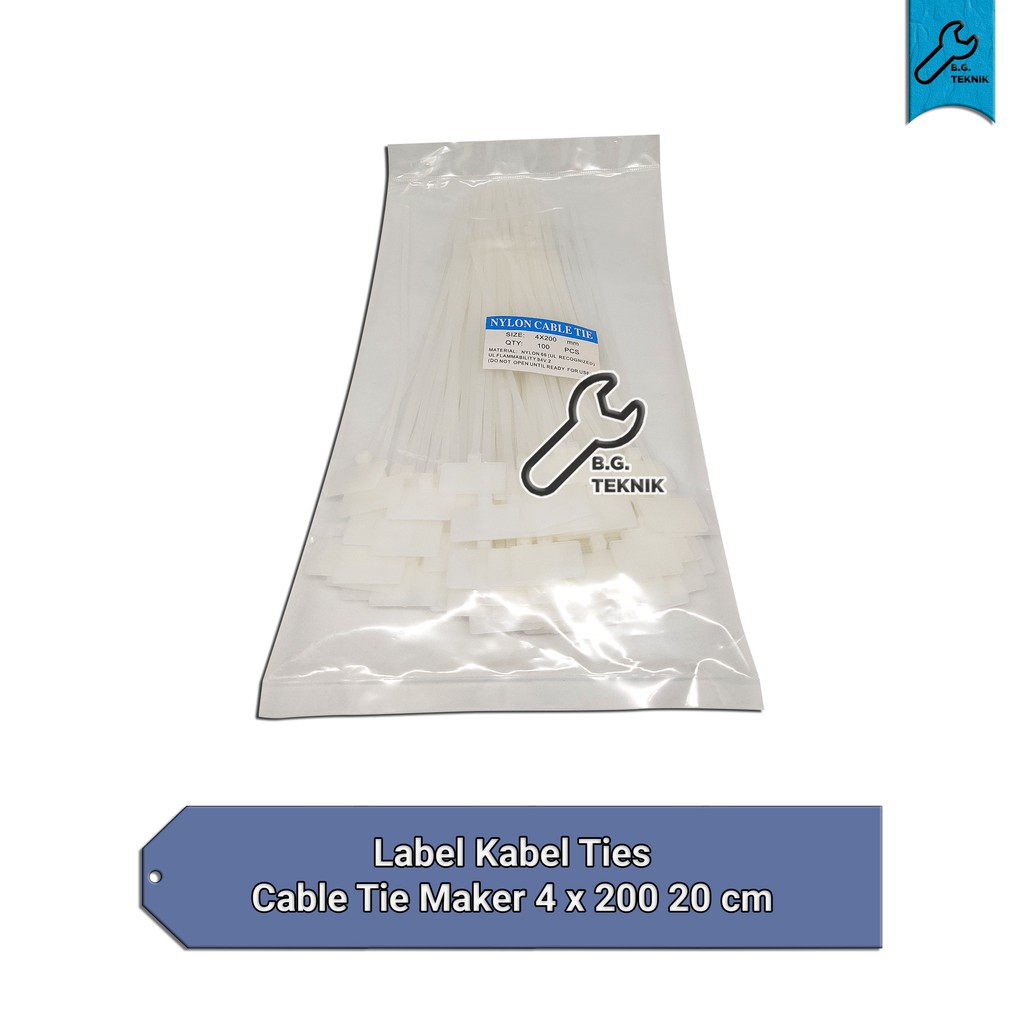 Jual LABEL Kabel ties 20cm 4x200 name tag lan tulis Cable tie Marker ...