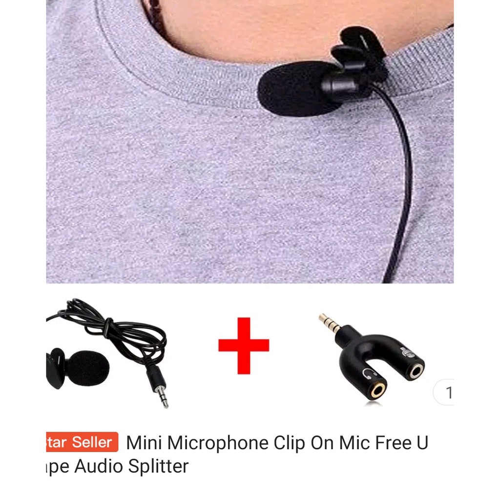 Jual Mini Microphone Clip On Mic Free U Shape Audio Splitter | Shopee ...