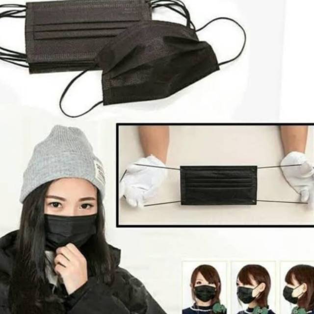 Jual Masker mulut masker kesehatan hitam polos earlop | Shopee Indonesia