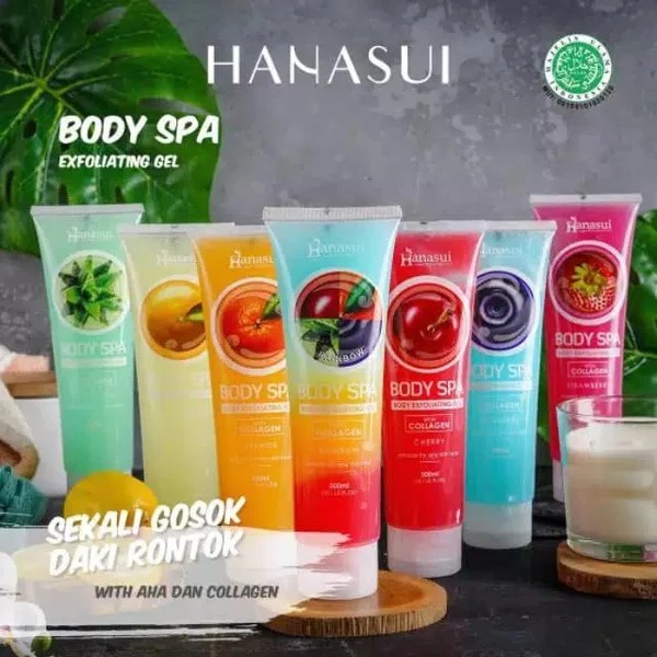 Jual HANASUI Body Spa Exfoliating Gel with Collagen Peluntur Daki Original BPOM 300ml | Shopee ...