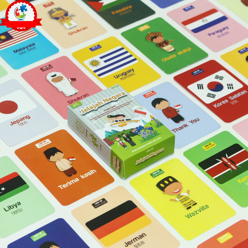 Jual Konsep Flashcard Jelajah Negara Bendera Negara Dunia Isi 50 Kartu ...