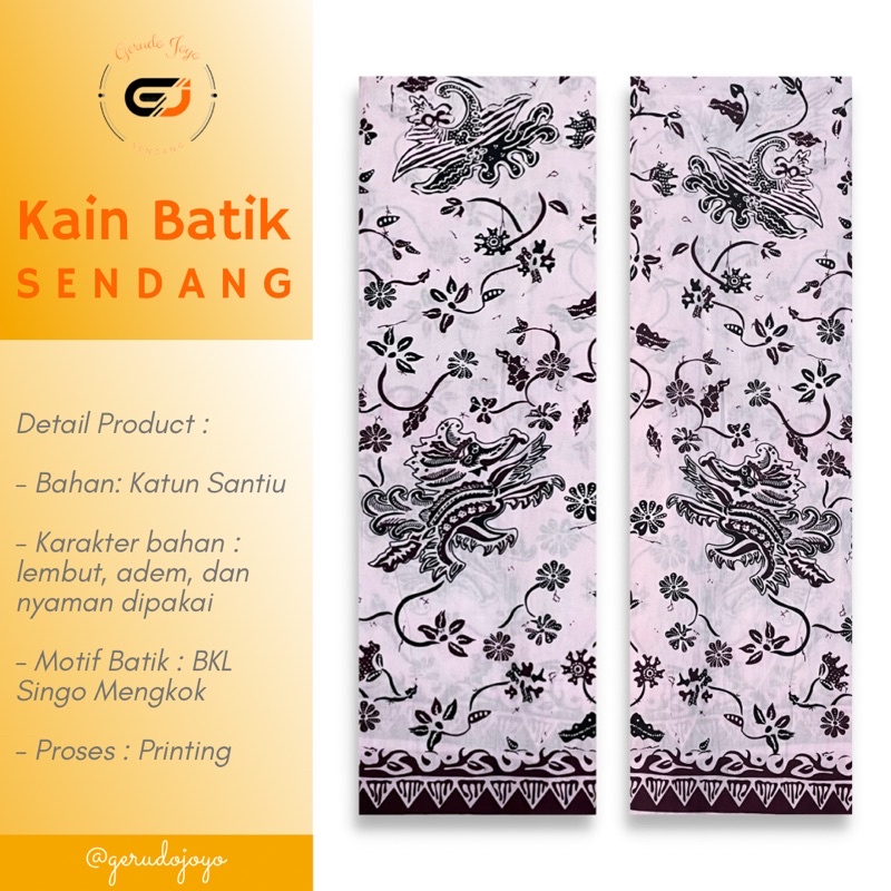 Jual Kain Batik Sendang Motif BKL Singo Mengkok Handmade Batik Tulis / Batik Cap / Batik ...
