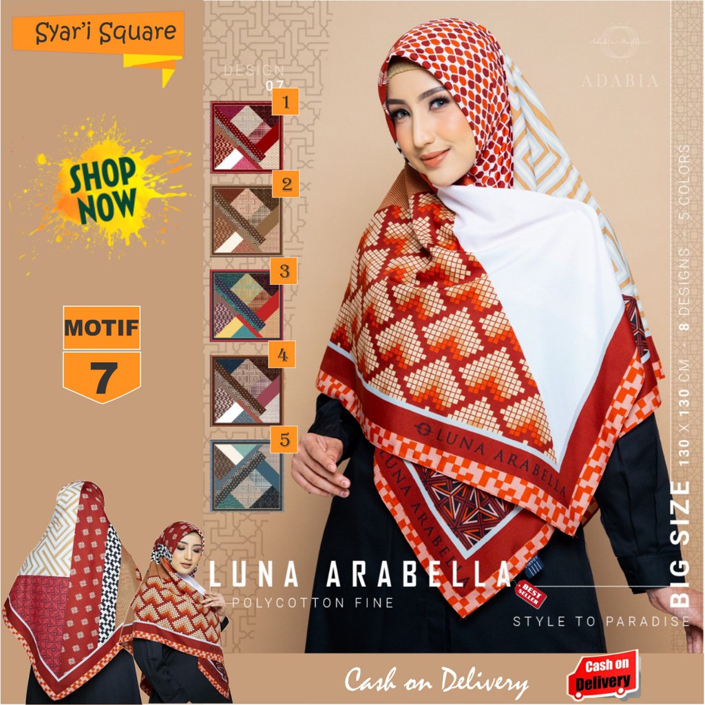 Jual SELUN07 - Hijab Segiempat Luna Arabella Motif 7 By Adabia Mufler ...