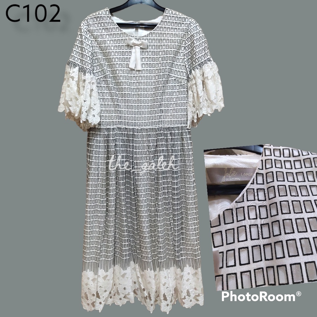 Jual C102 Jolie Clothing Baju Dress Hitam Putih mix Brokat Dress Pesta ...