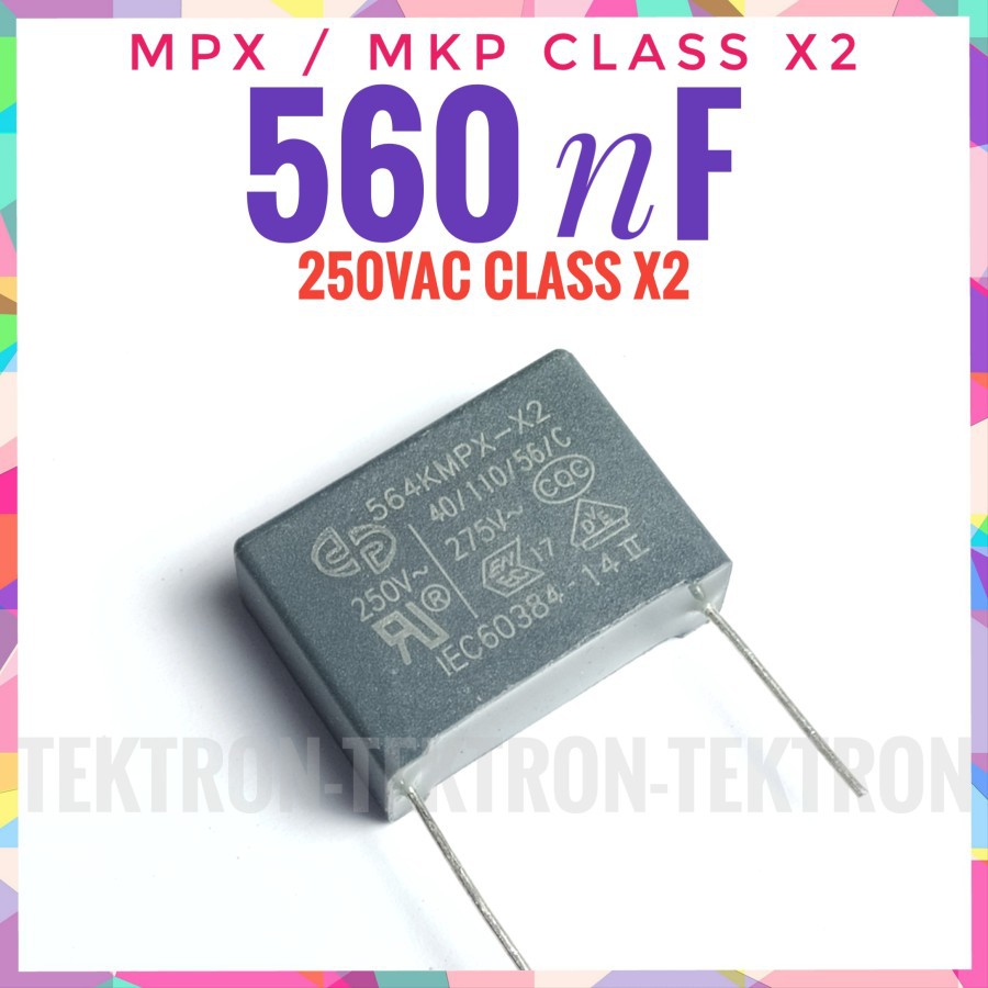 Jual Capacitor 560nF 250VAC 564 X2 EMI Filter 0.56uF sub. 470nF 0.47uF ...