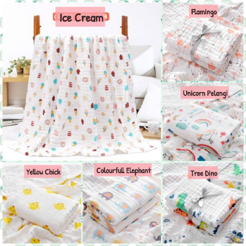 Jual Kain Muslin Multifungsi Selimut Handuk Bayi Impor Tebal Halus ...