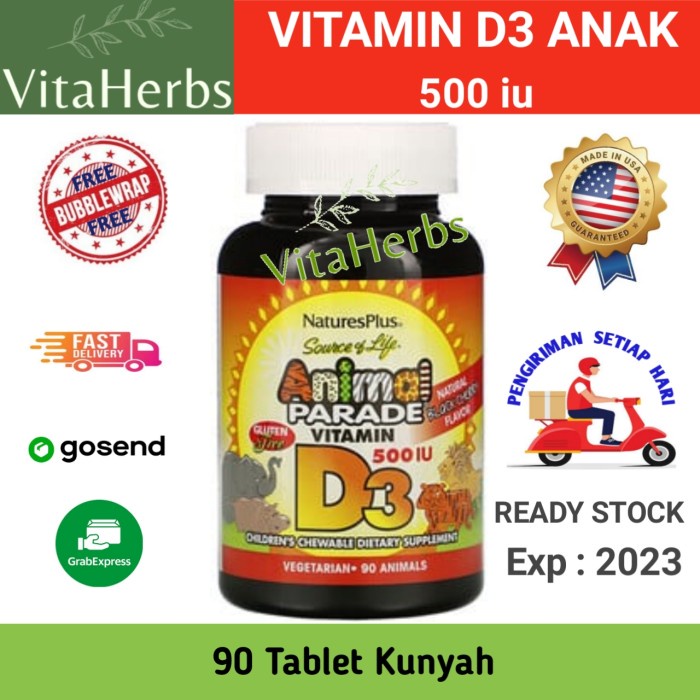 Jual Animal Parade Vitamin D3 Black Cherry 500 Iu 90 Tablets (Kids / Anak) Vit Anak - | Shopee ...
