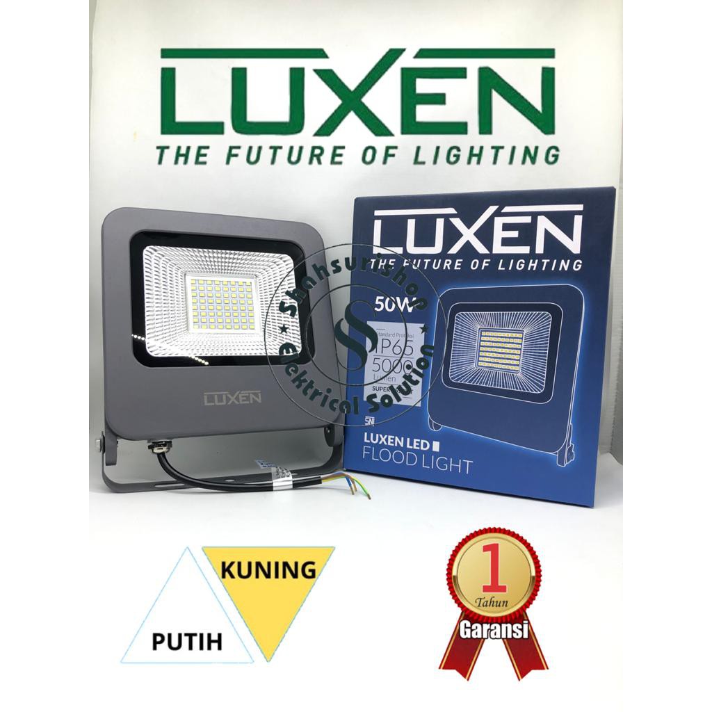 Jual LAMPU SOROT LUXEN LED FLOOD LIGHT SLIM 50W 50 W WATT BERGARANSI ...