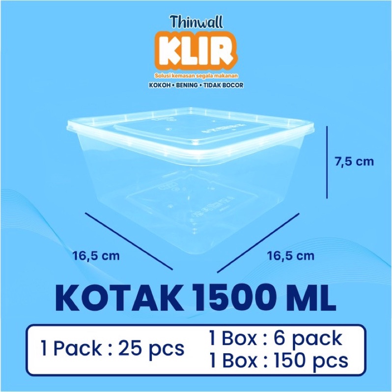 Jual Thinwall klir 1500 ml square / thinwall kotak / kotak plastik ... Jual Thinwall klir 1500 ml square / thinwall kotak / kotak plastik ...