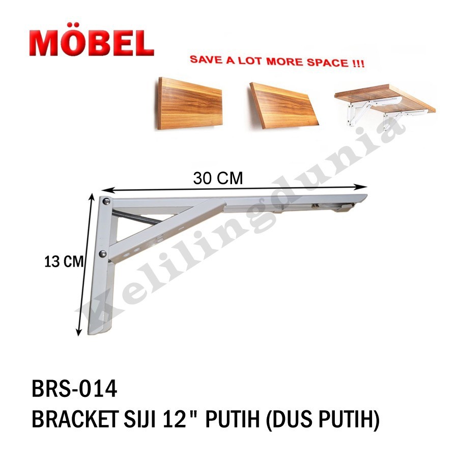 Jual Siku Rak Penyangga Meja Lipat Dinding Bracket Foldable 12" White ...