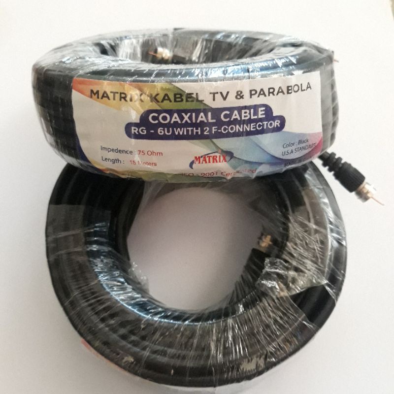 Jual Kabel Parabola Matrix / Visero RG6U 15 meter Coaxial plus Connector | Shopee Indonesia