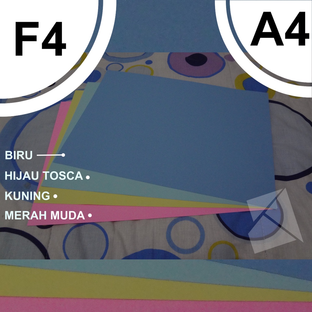 Jual KERTAS BC / MANILA WARNA CERAH F4 dan A4 ECERAN PER LEMBAR ...