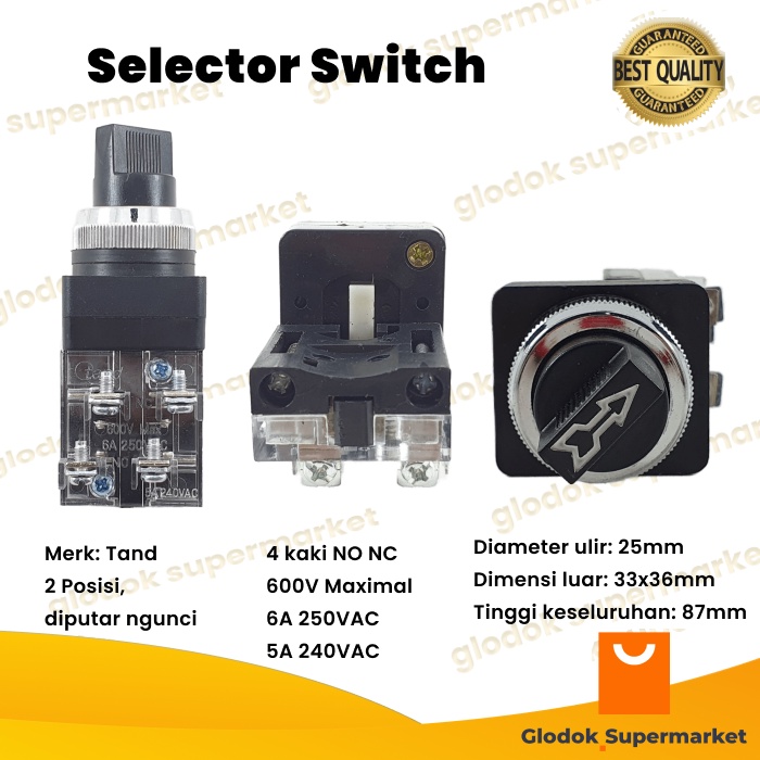 Jual Saklar Selector Switch 2 Posisi On Off 25mm 2 Step | Shopee Indonesia